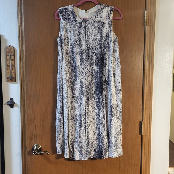 COS | Dresses | Cos Sleevless Dress Blackgraybeigewhite Splatter Print ...